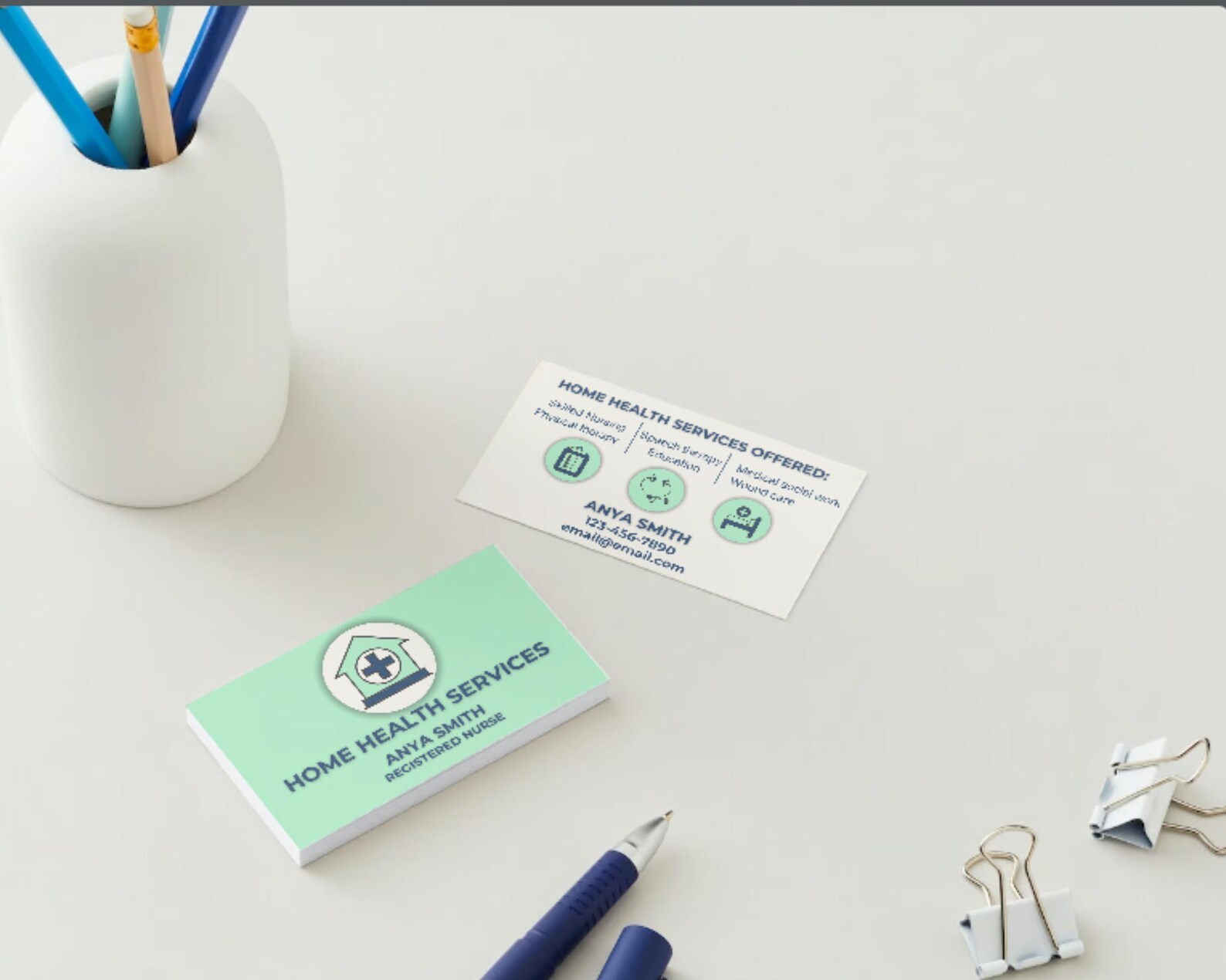 Home Health Business Card Editable Canva Template for Caregivers ...
