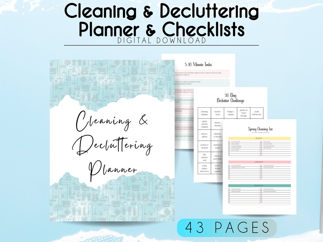 Master Cleaning Checklist and Decluttering Planner Ultimate 43 Page ...