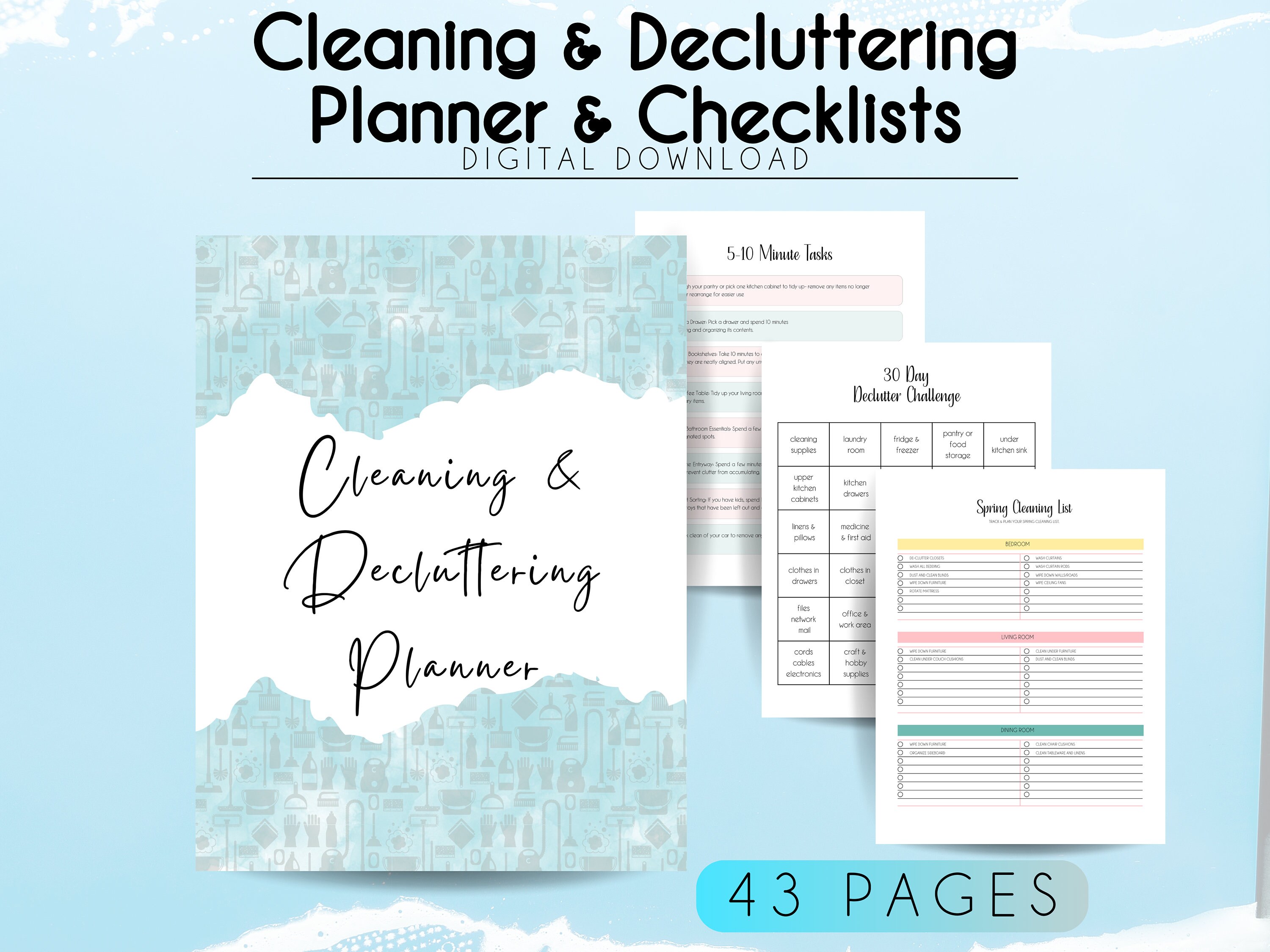 Master Cleaning Checklist and Decluttering Planner Ultimate 43 Page ...