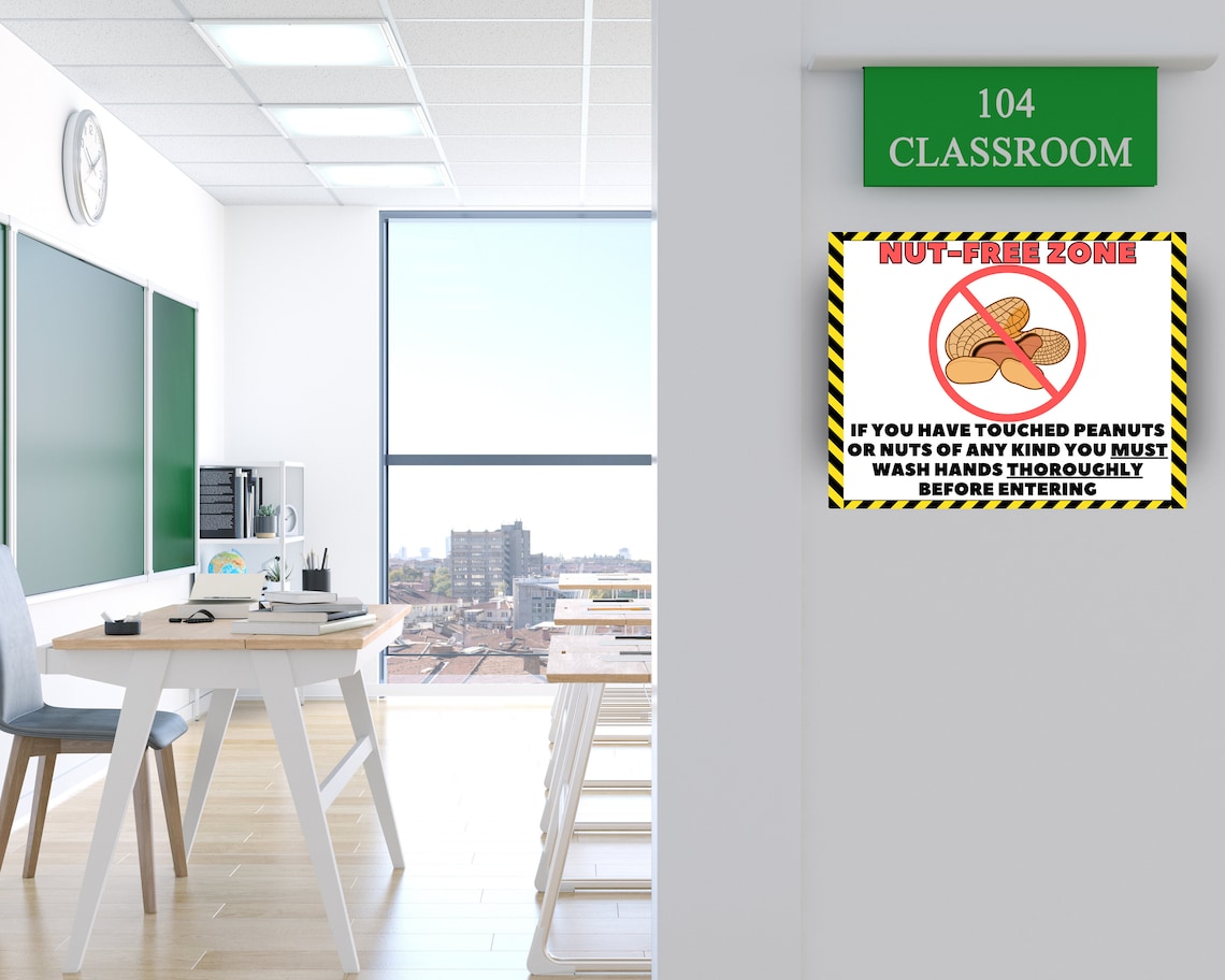 Nut Free Zone Poster Allergy Awareness Sign for Classrooms, Daycares ...