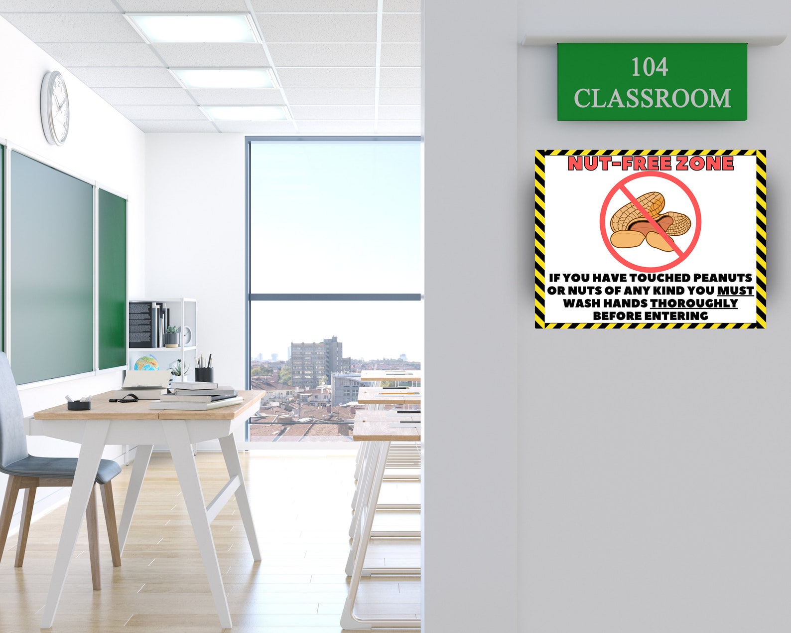 Nut Free Zone Poster Allergy Awareness Sign for Classrooms, Daycares ...