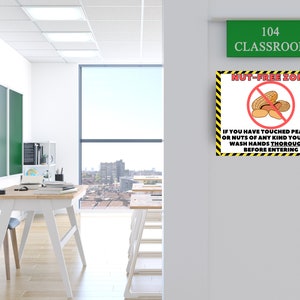 Nut Free Zone Poster Allergy Awareness Sign for Classrooms, Daycares ...