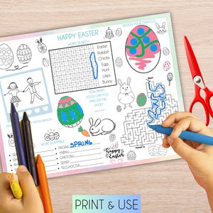 Easter Activity Placemat Printable Fun Educational Classroom Games for ...