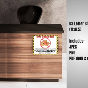 Nut Free Zone Poster Allergy Awareness Sign for Classrooms, Daycares ...