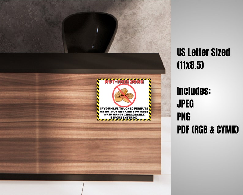 Nut Free Zone Poster Allergy Awareness Sign for Classrooms, Daycares ...