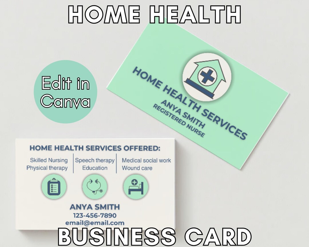 Home Health Business Card Editable Canva Template for Caregivers ...