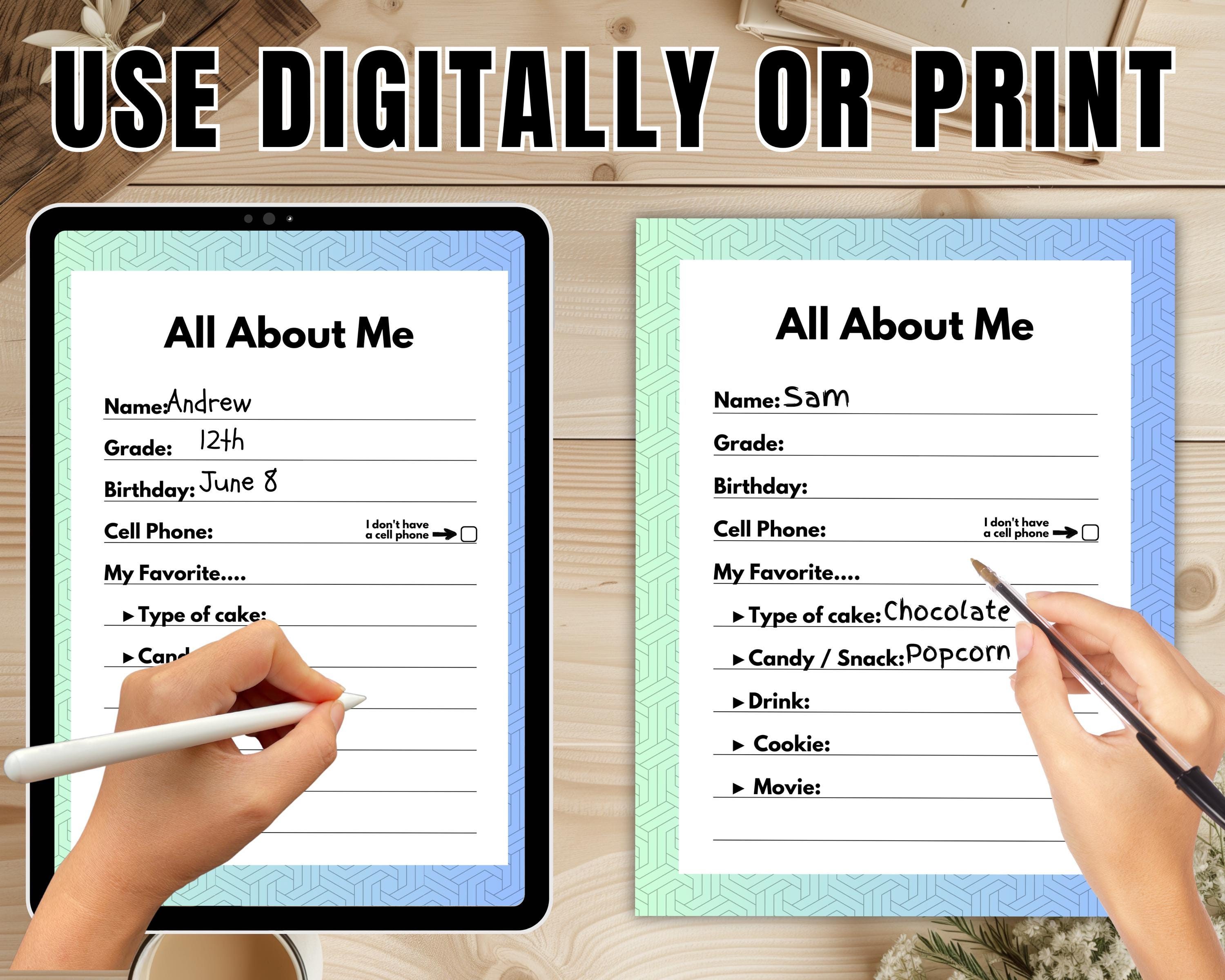 All About Me Printable for Teens + Adults Fun Get-to-know-you Activity ...