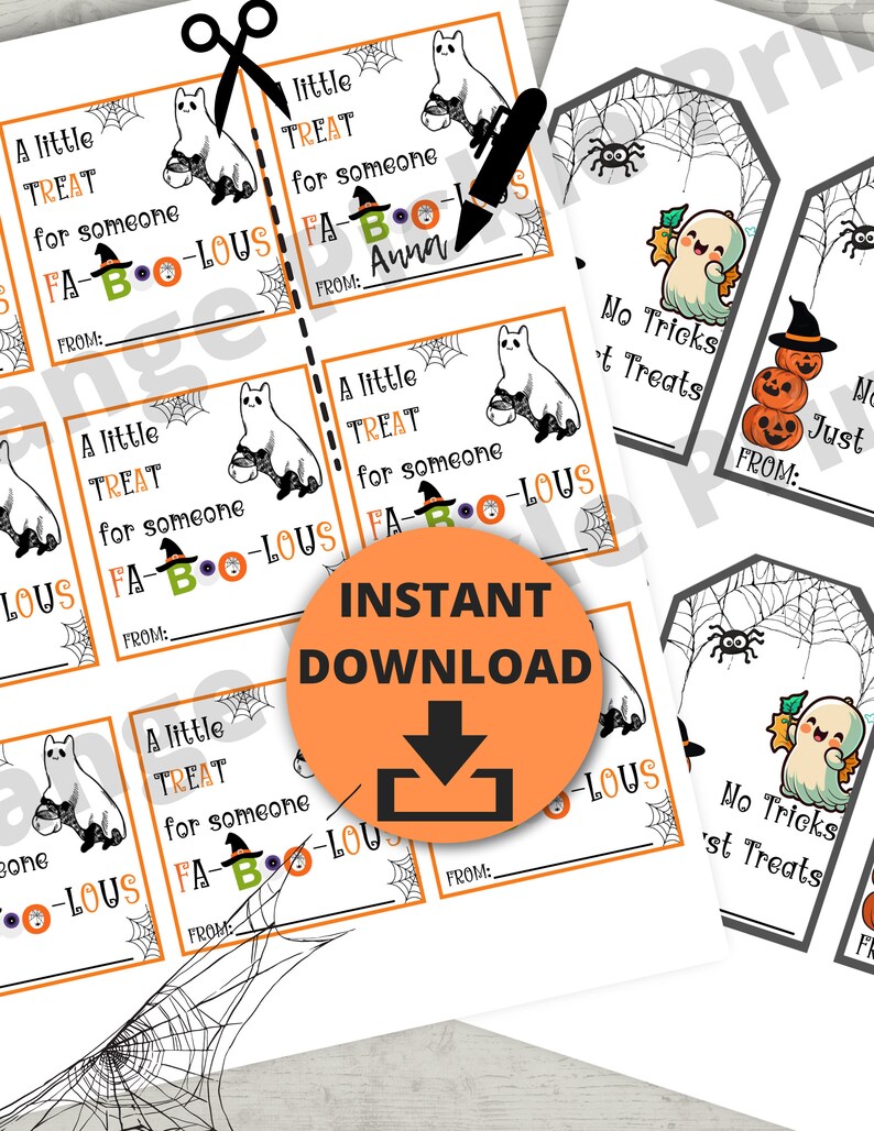 Faboolous Halloween Gift Tags Printable PDF PNG Instant - Etsy