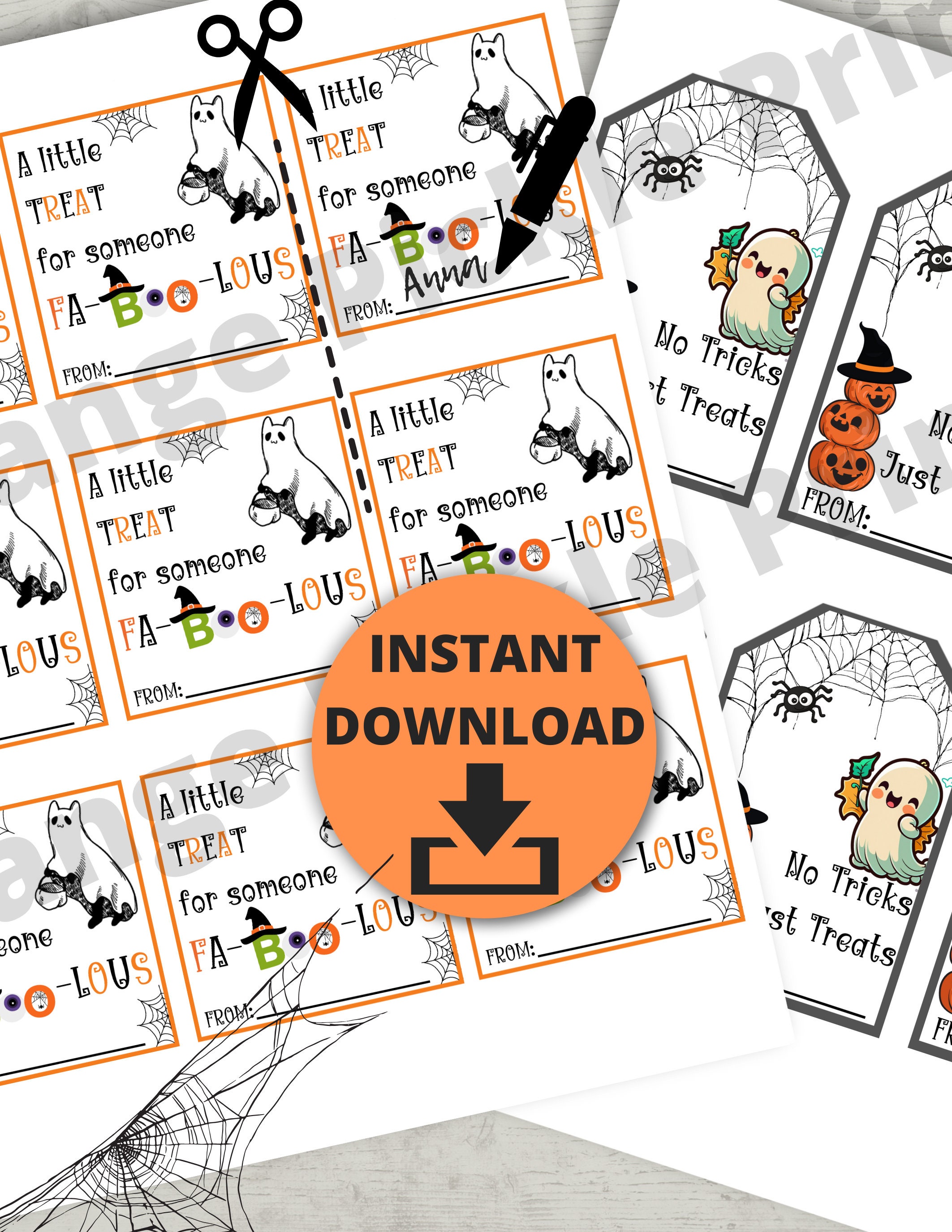 Faboolous Halloween Gift Tags Printable PDF PNG Instant - Etsy