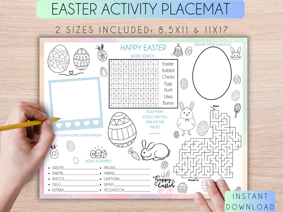 Easter Activity Placemat Printable Fun Educational Classroom Games for ...