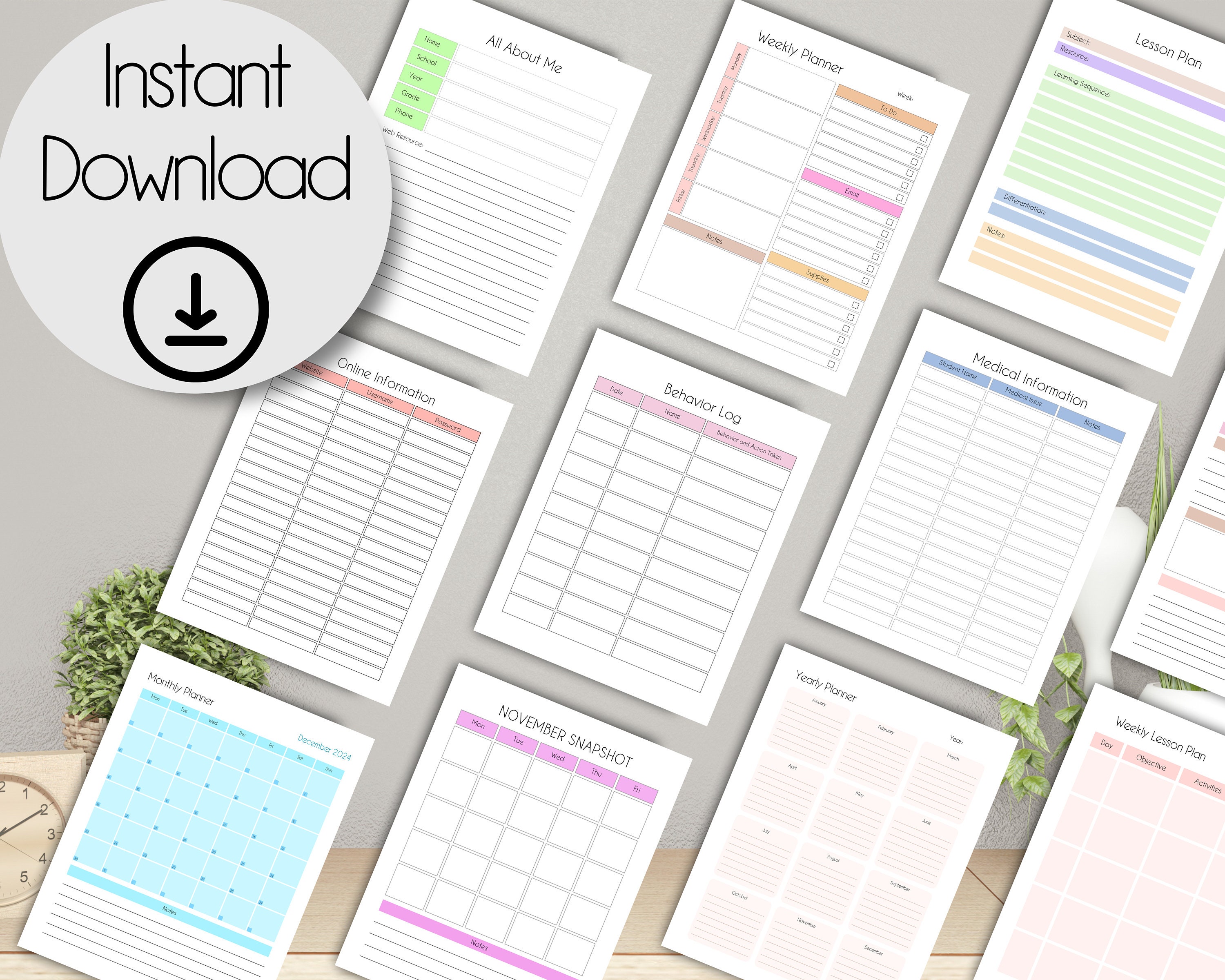 Ultimate Teacher Planner Bundle: 135-page Digital Printable for 2024 ...