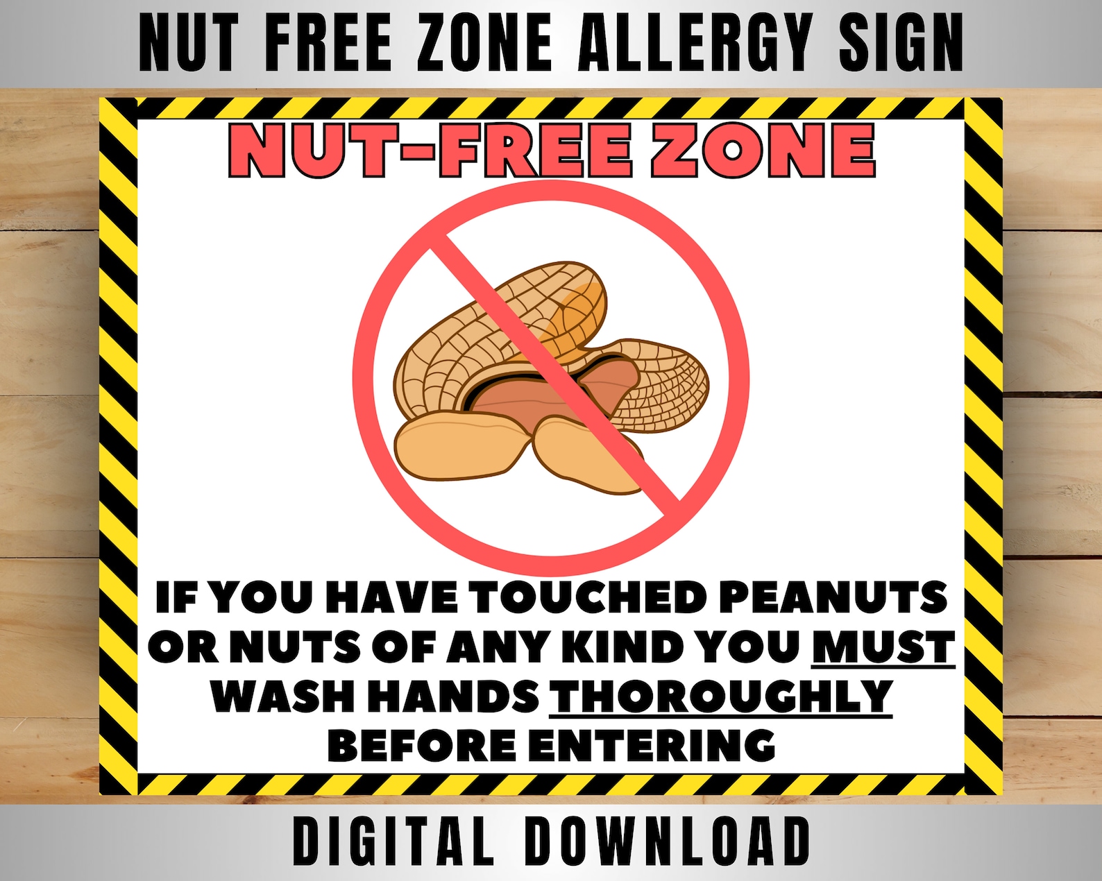 Nut Free Zone Poster Allergy Awareness Sign for Classrooms, Daycares ...