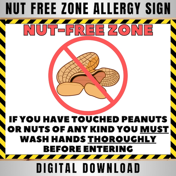 Nut Free Poster - Etsy UK