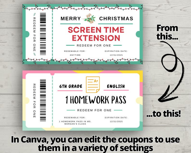 20 Christmas Coupons for Kids Ready-to-print & Editable in Canva Fun ...