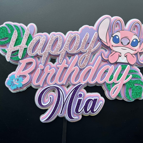 Stitch Happy Birthday Topper Svg - Etsy