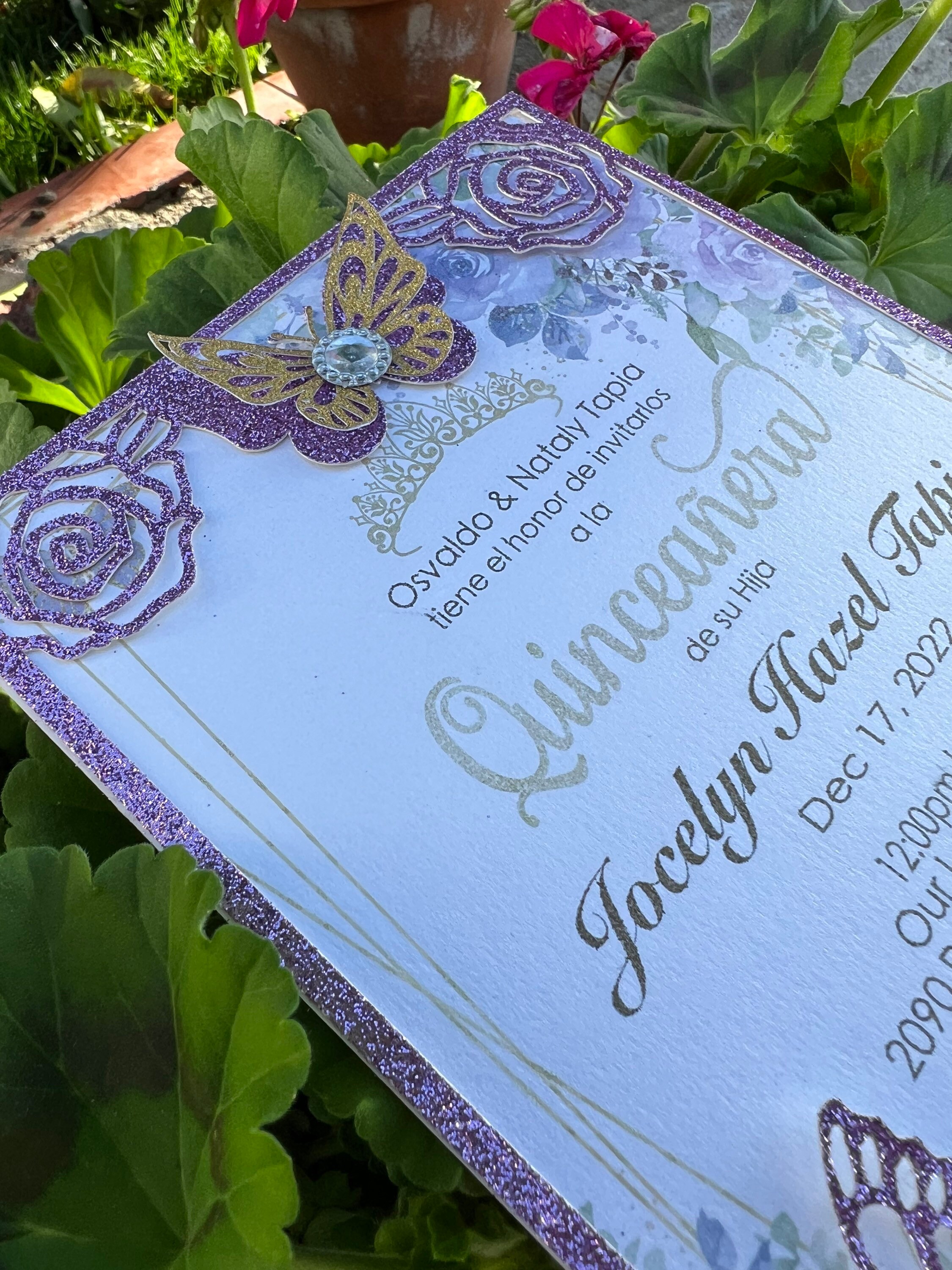 Butterfly Pocket Personalized Invite Quinceanera Invitation - Etsy