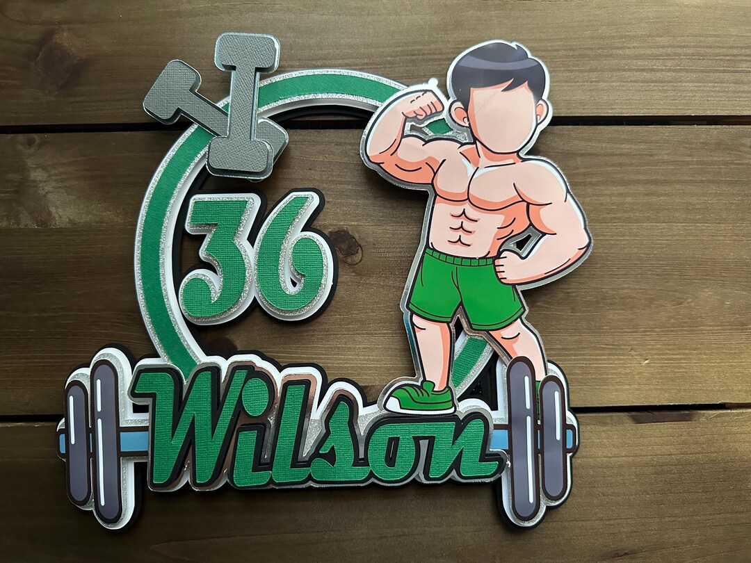 Bodybuilder Cake Topper, Strong Man Birthday Cake Topper, Weightlifter ...
