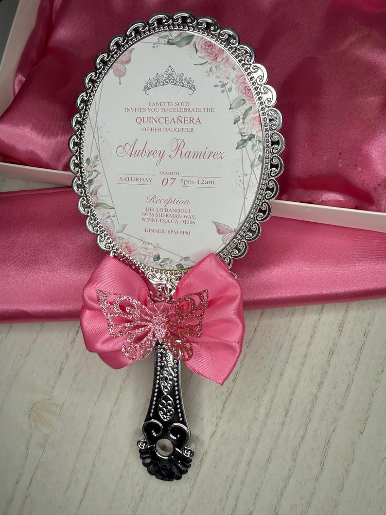 Butterfly Mirror Quinceañera Invitations, Quinceañera Invitations, Xv ...