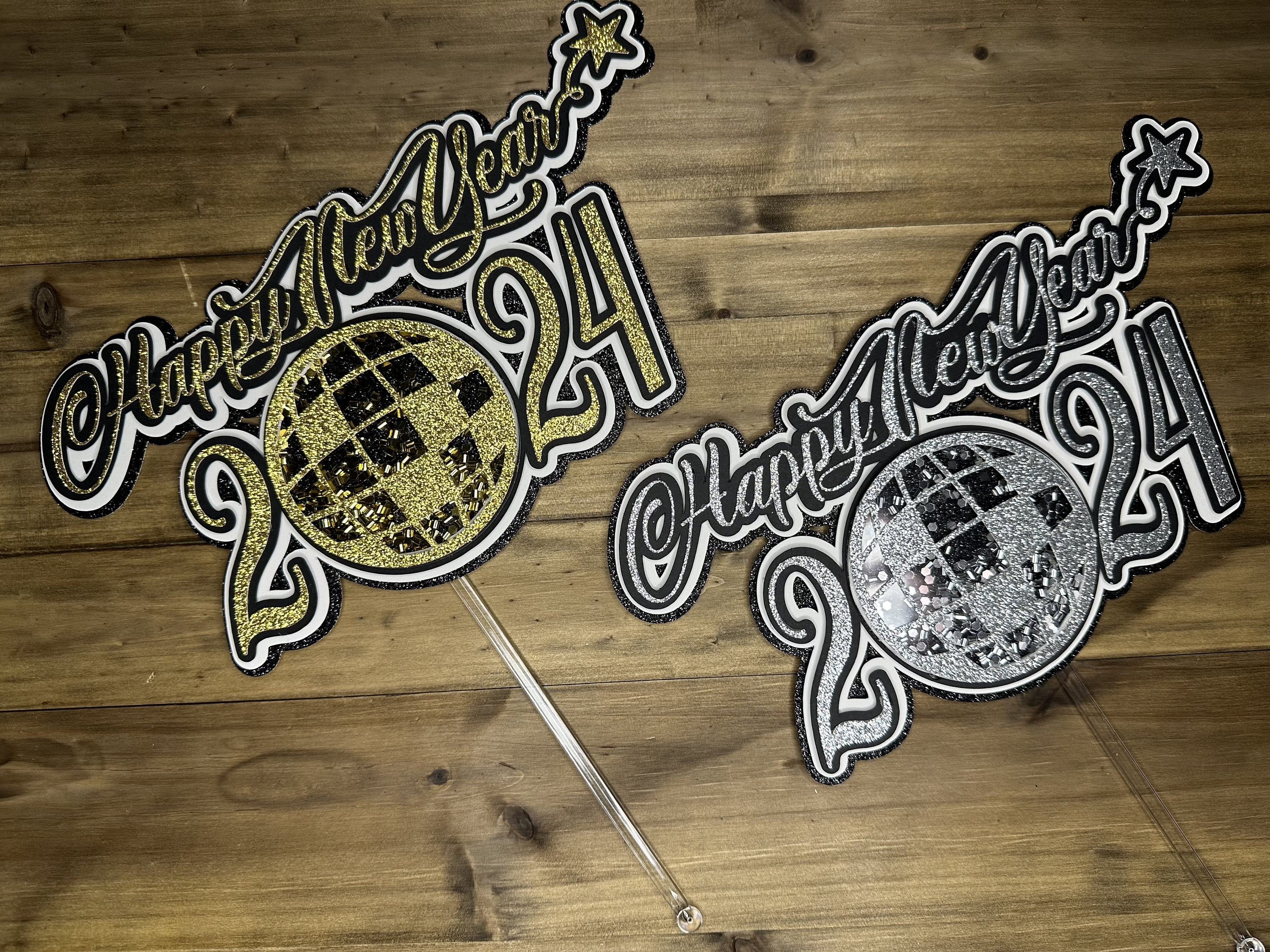 3D Happy New Year 2024 Cake Topper Happy New Year Cake Topper - Etsy