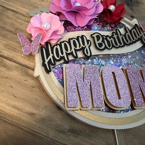 Happy Birthday Mom Cake Topper, Floral Mom Birthday Cake Topper, Mom ...