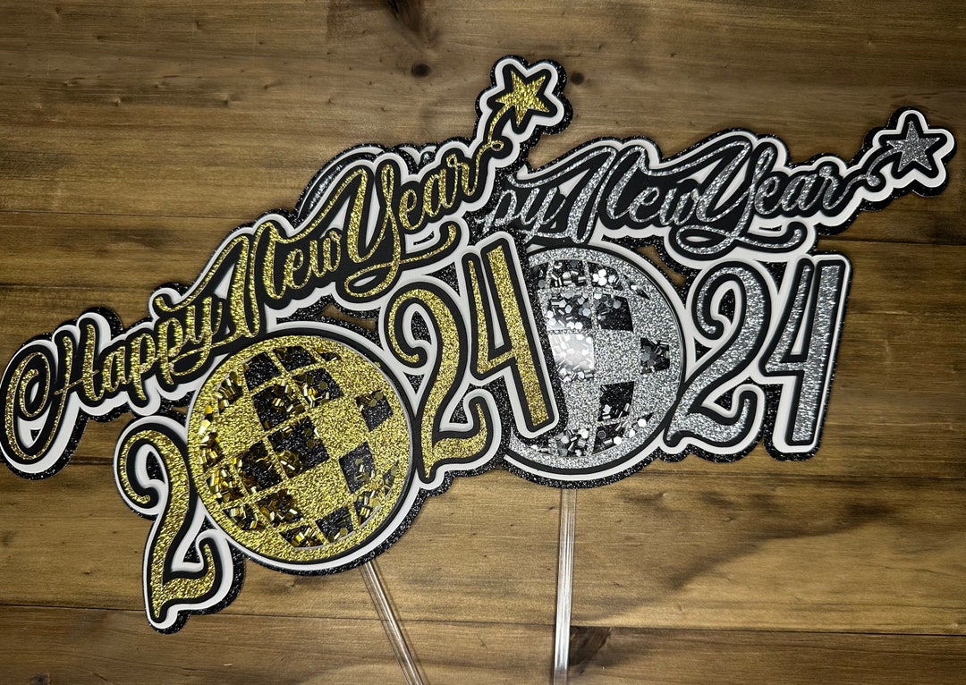 3D Happy New Year 2024 Cake Topper Happy New Year Cake Topper / Holiday ...