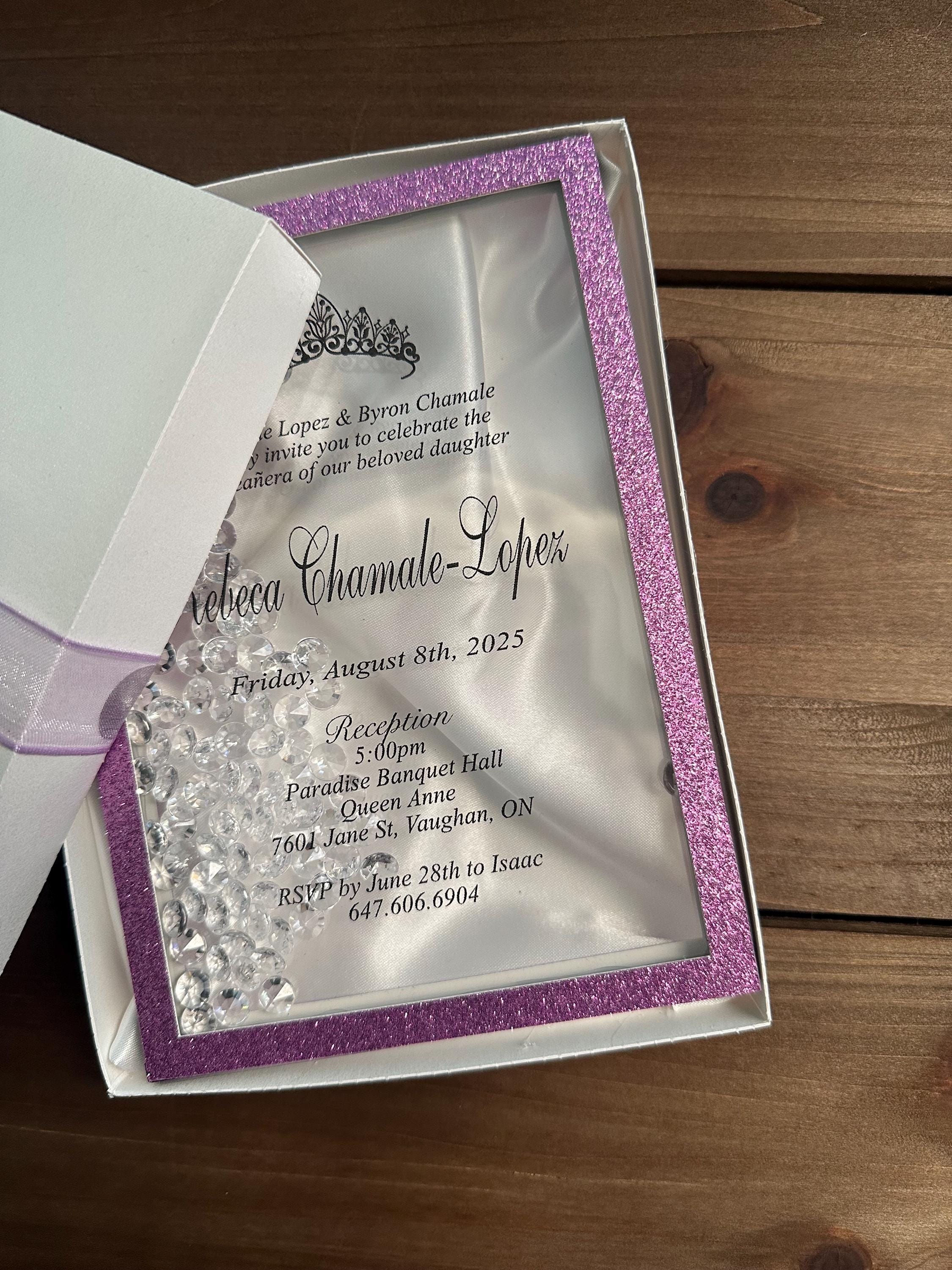 Personalized Lilac Quinceanera Invitation: Shaker Box, Butterfly - Etsy