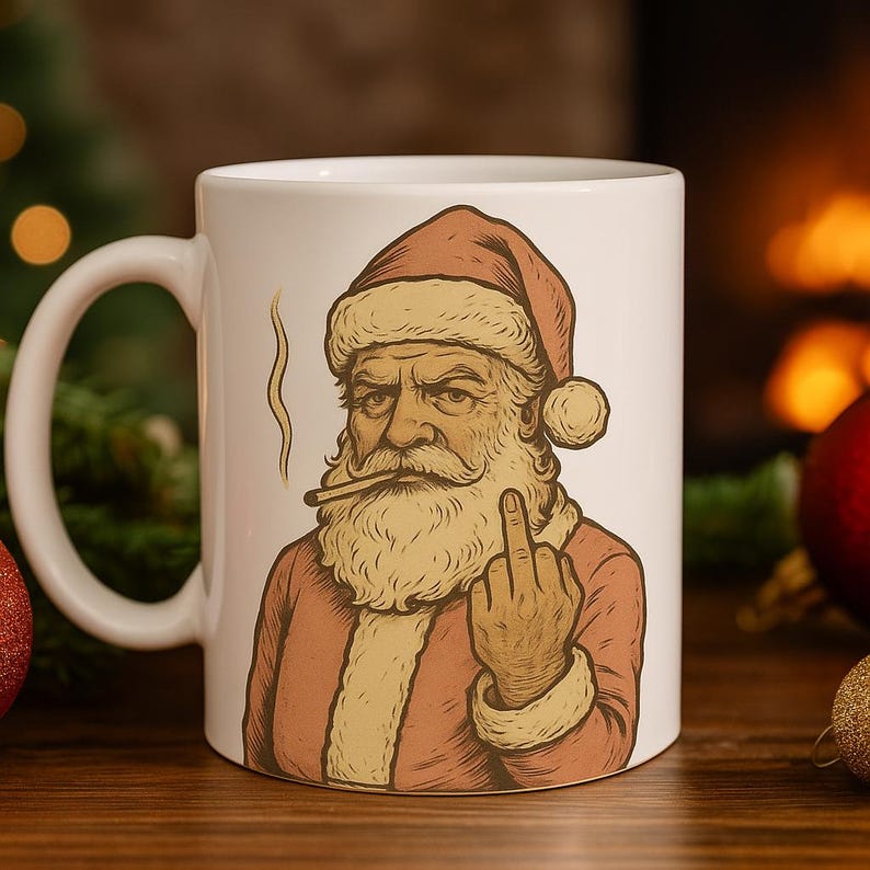 Bad Santa Middle Finger Vintage Santa Coffee Mug - Etsy