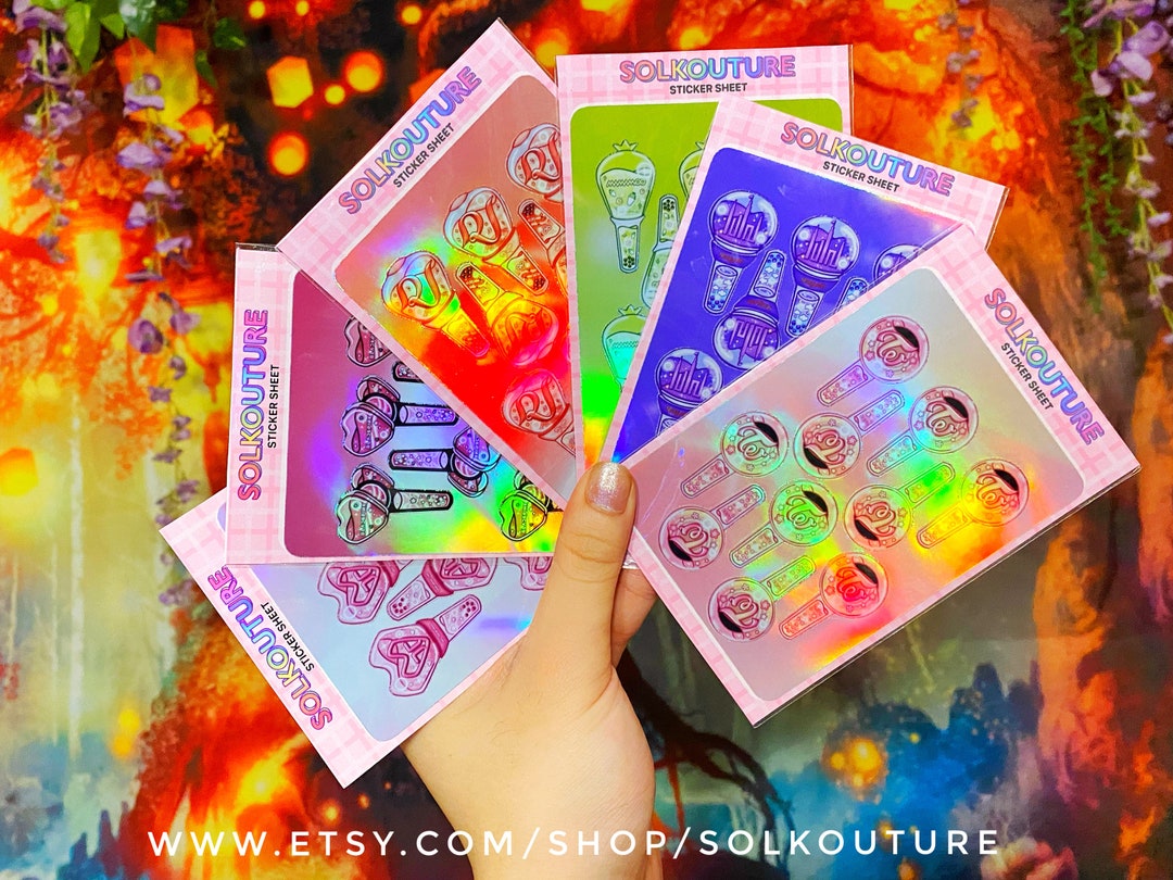 Kpop Lightstick Holographic Sticker Sheets Series 1 Kpop Milk Tea ...