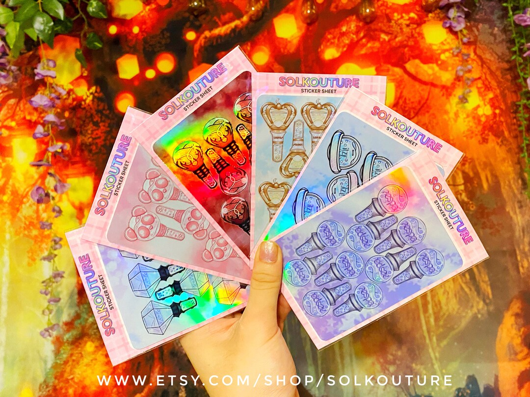 Kpop Lightstick Holographic Sticker Sheets Series 2 Kpop Milk Tea ...