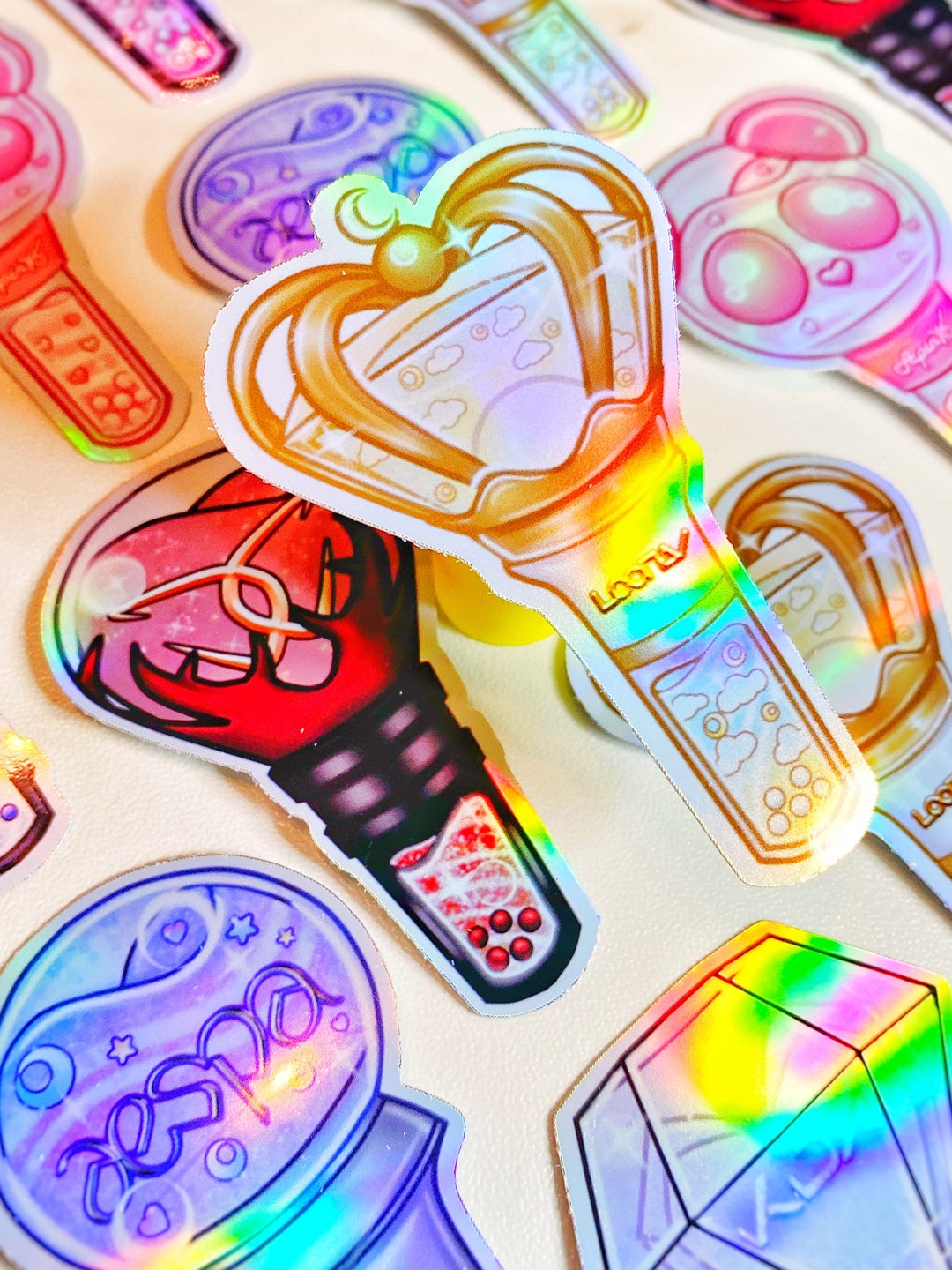 LOONA Boba Light Stick Holographic Decal Laptop & Car Vinyl Decals Kpop ...