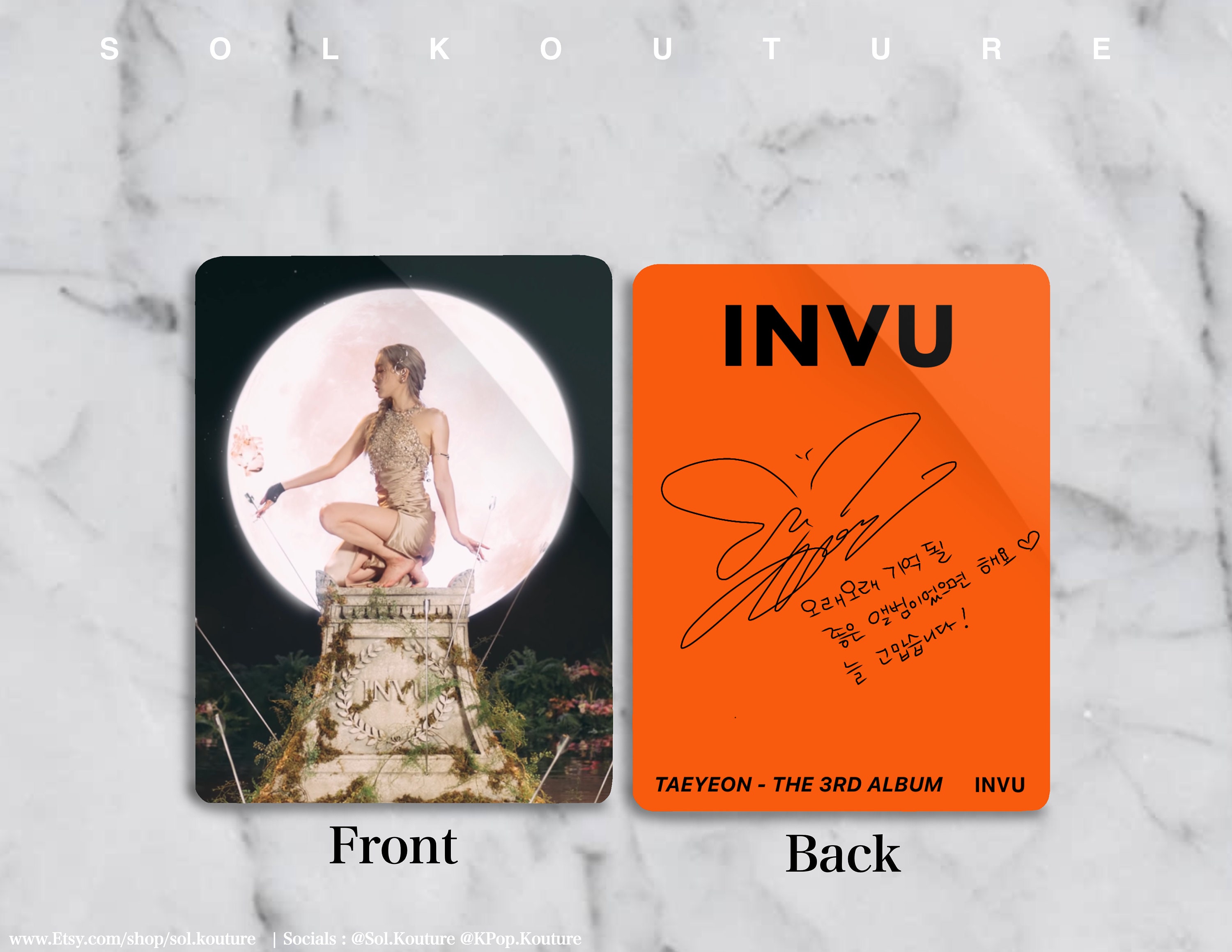 Taeyeon INVU Photocards Orange Version freebies Included - Etsy
