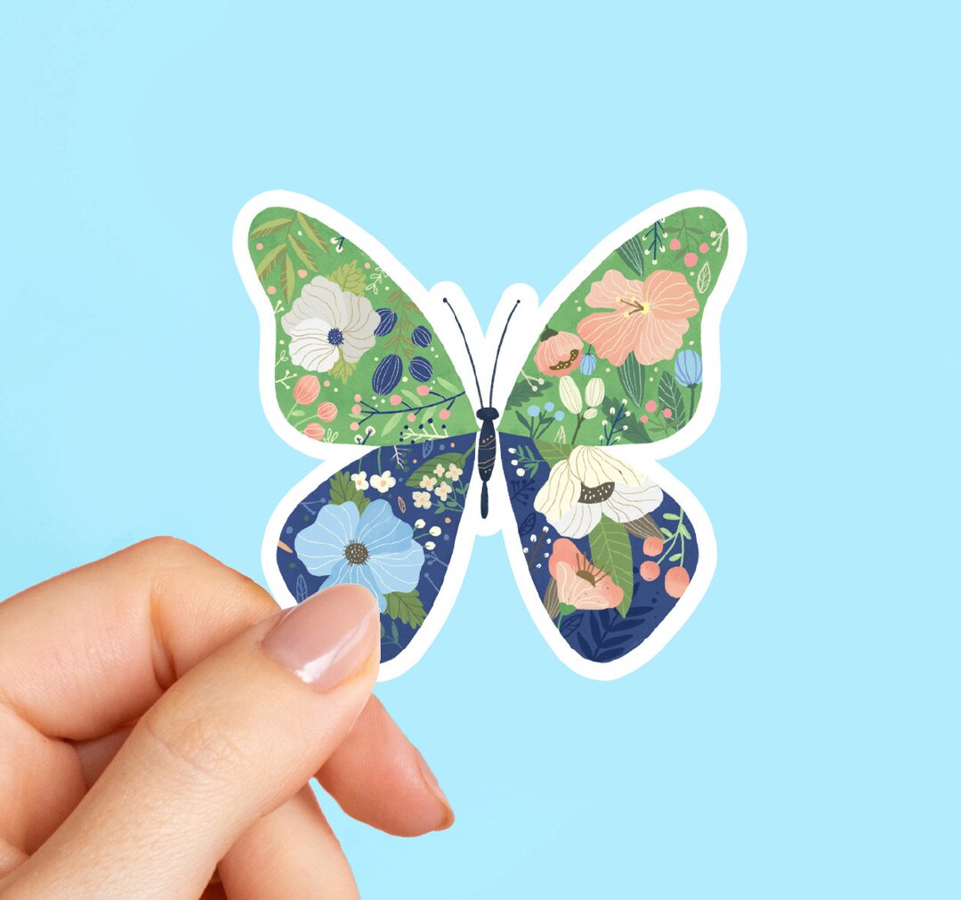 Blue Butterfly Sticker, Monarch Sticker, Laptop Sticker, Water Bottle ...