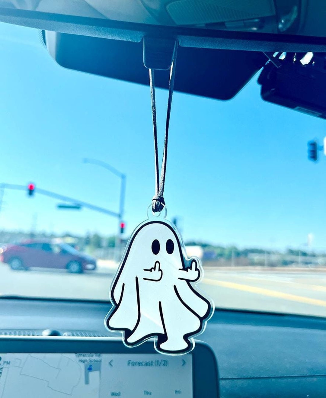 Middle Finger Ghost Car Mirror Tag, Spooky Ghost Tag, Halloween Car ...