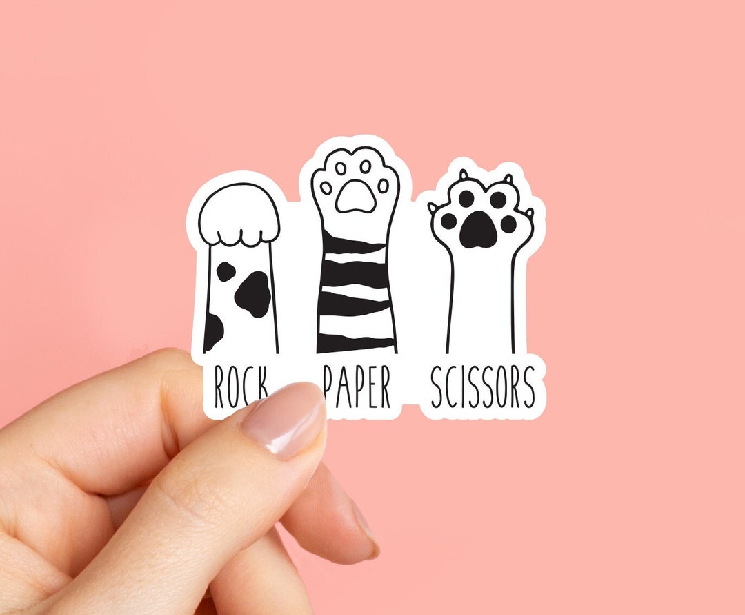 Funny Cat Paw Sticker, Rock Paper Scissors Stickers, Cat Paw Sticker ...