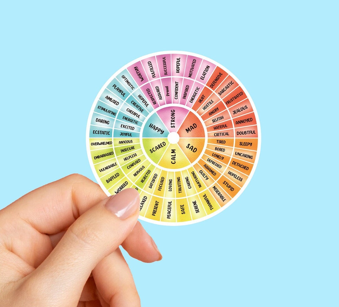 Feelings Wheel Sticker, Therapist Sticker, Emotions Wheel Sticker ...