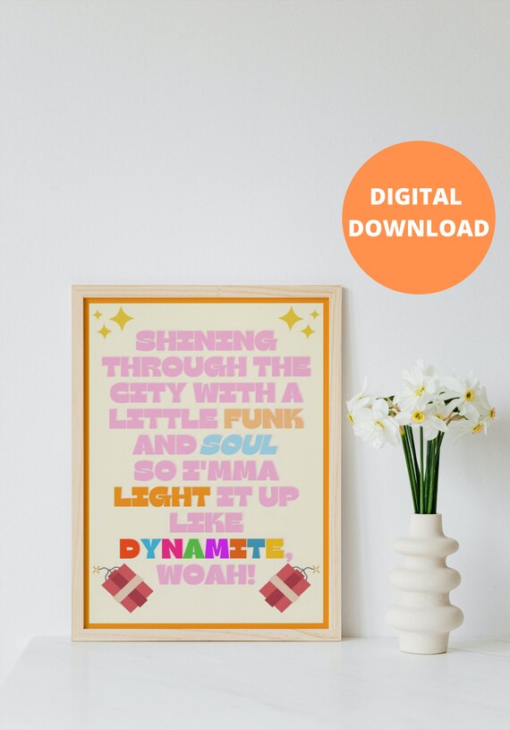 BTS Dynamite Lyric Poster BTS Dynamite Lyric Poster Kpop | Etsy