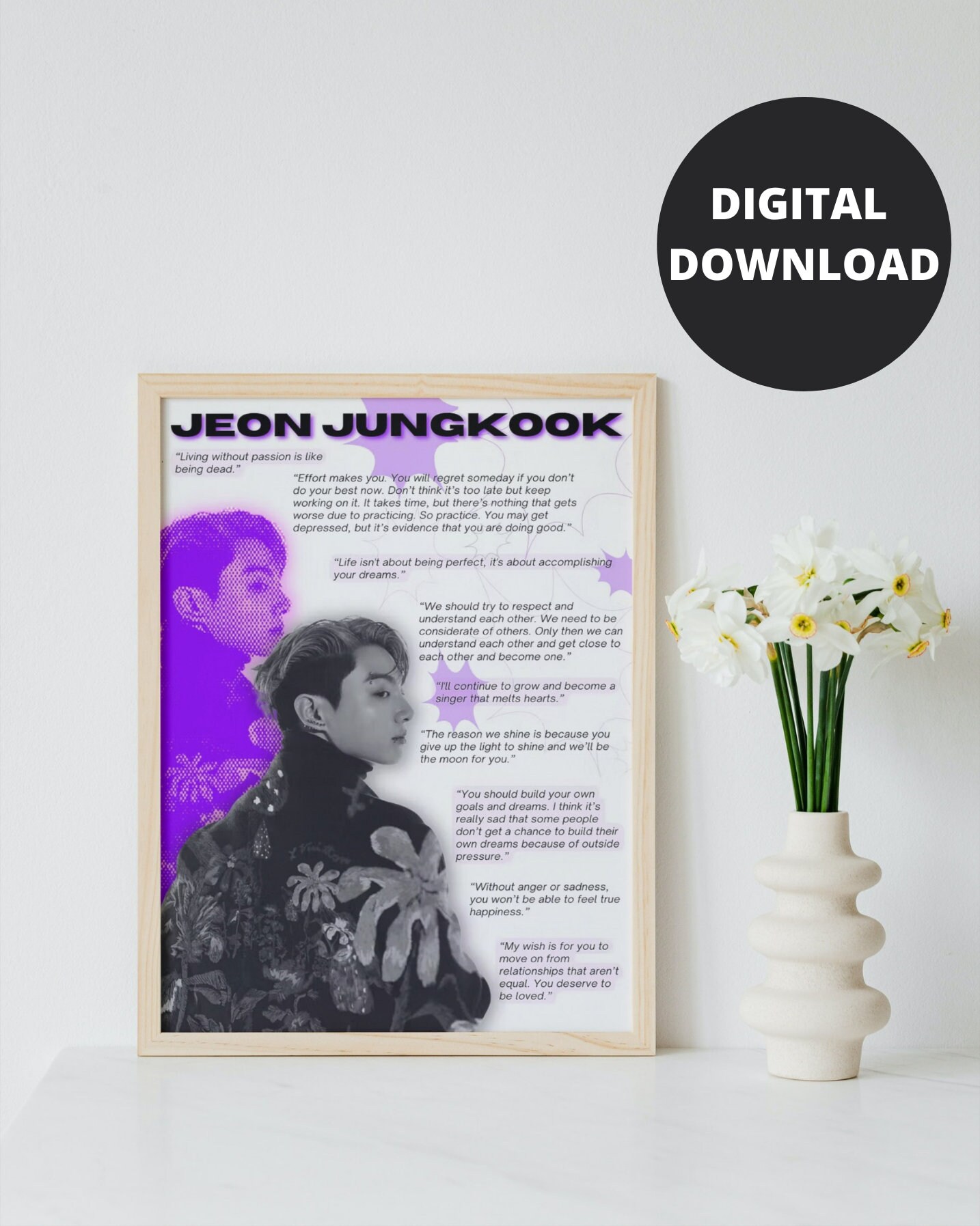 BTS Ot7 Quote Wall Poster, BTS, ARMY, Wall Decor, Kpop, Quotes ...