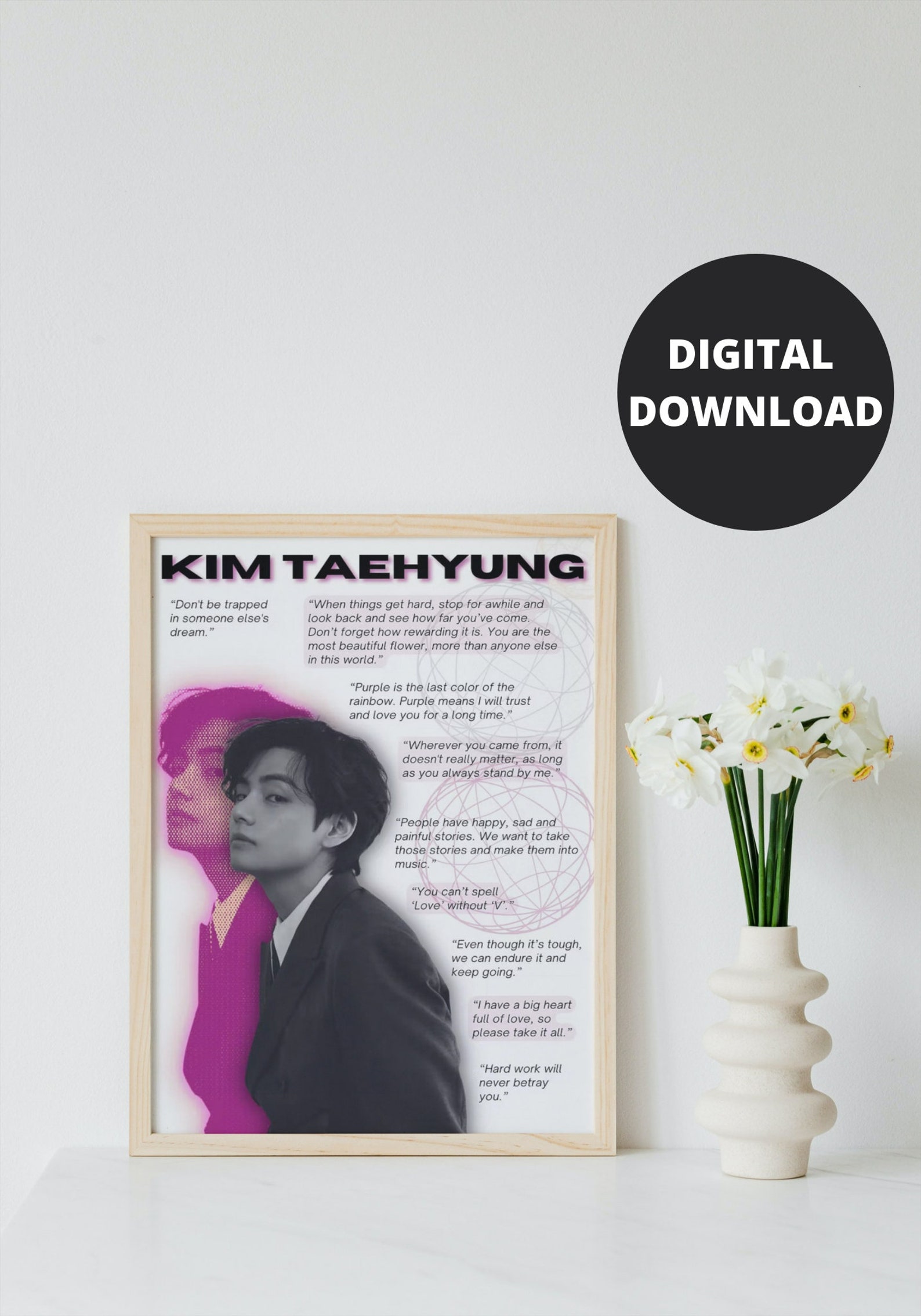 BTS V Kim Taehyung Quote Wall Poster BTS ARMY Wall Decor - Etsy