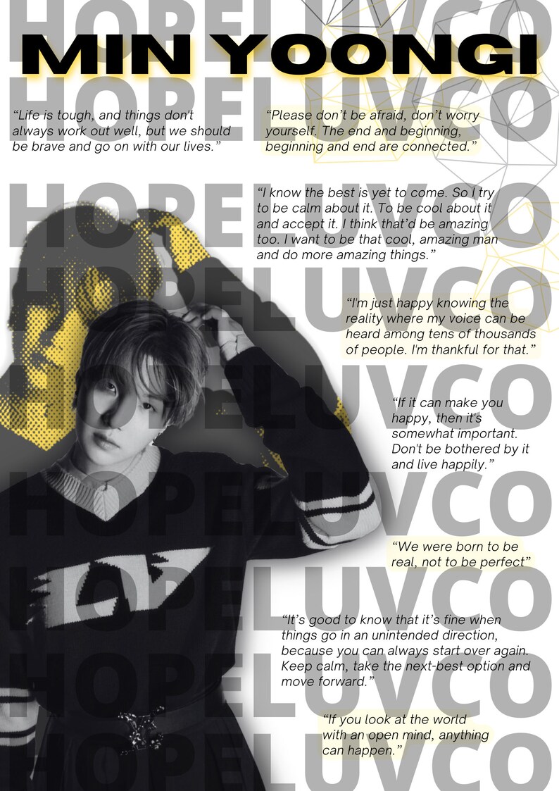 BTS Suga Quote Wall Poster, BTS, ARMY, Wall Decor, Kpop, Quotes ...
