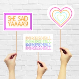 Neon Bachelorette Party Photo Booth Props: Beach Bach (digital Download ...