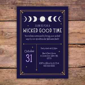 Editable Witchy Halloween Party Invitation: Moon Phases (digital ...