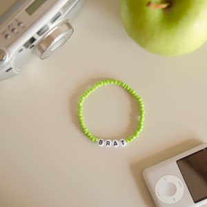 Brat Summer Bracelet, Brat Girl Inspired Green Beaded Bracelet ...