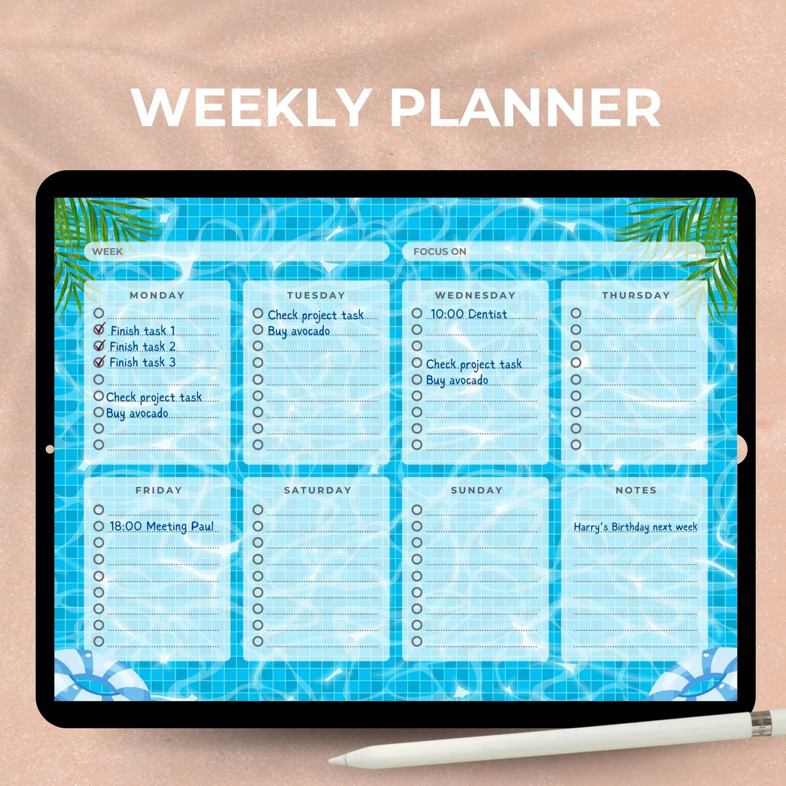 Cute Summer Weekly Planner Landscape - Etsy