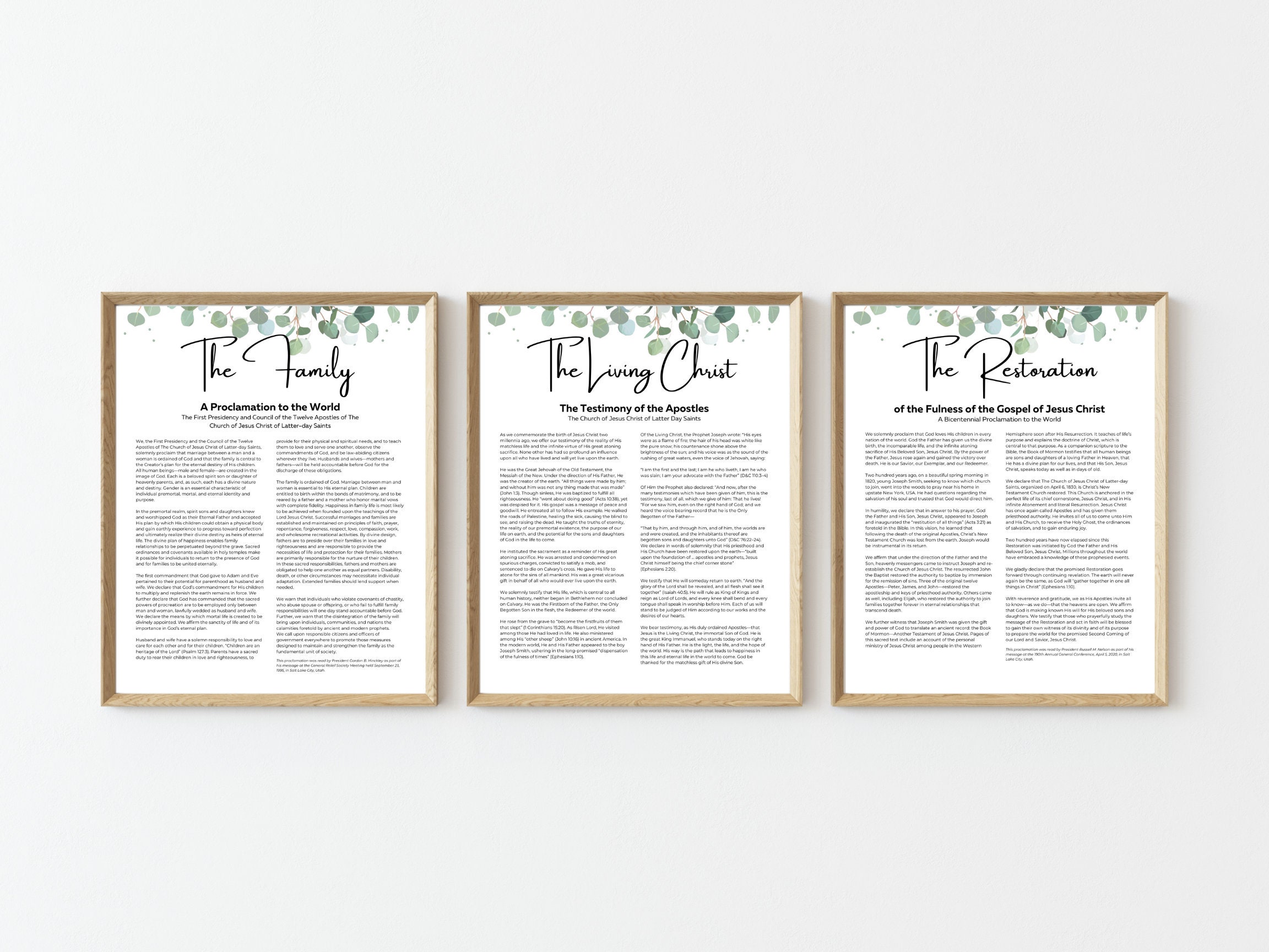 LDS Proclamations: the Living Christ, the Family, the Restoration set ...