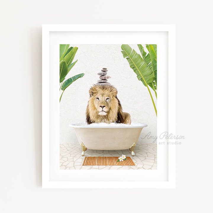 Lion in Vintage Bathtub Bali Bath Style Animal in Tub - Etsy