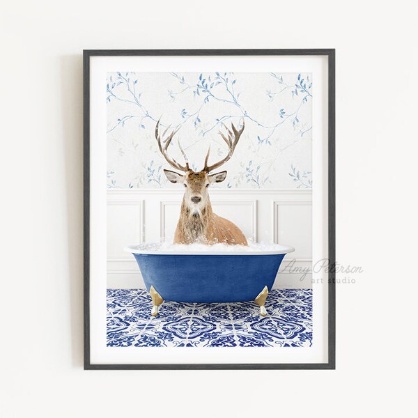 Bathtub Art Deer - Etsy