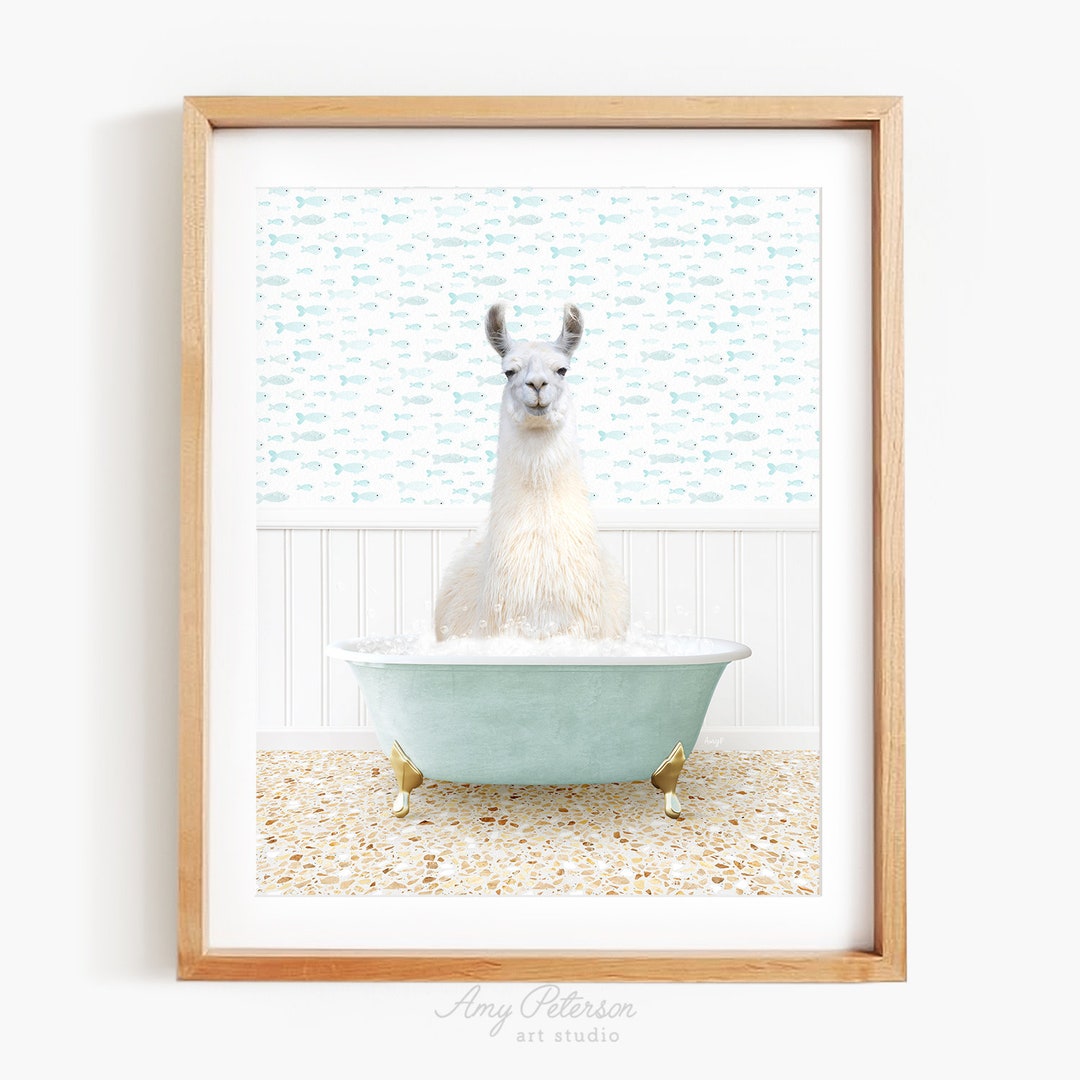Llama in Vintage Bathtub Little Fish Style Animal in Tub - Etsy