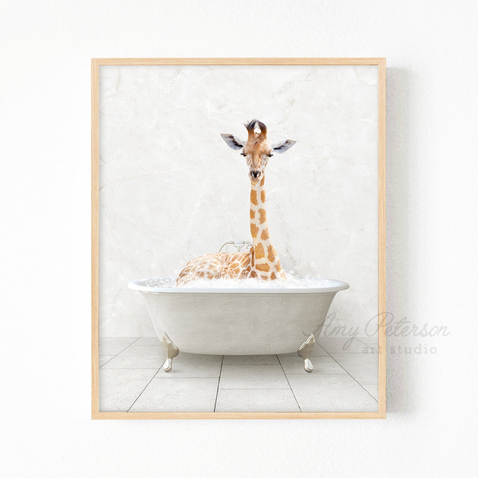 Giraffe in Vintage Bathtub Stone Slab Style Animal in Tub - Etsy