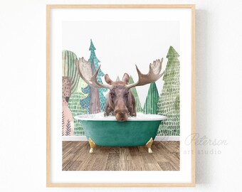 Moose Bath Art - Etsy