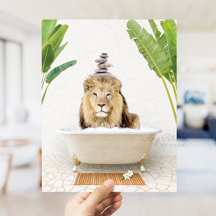 Lion in Vintage Bathtub Bali Bath Style Animal in Tub - Etsy